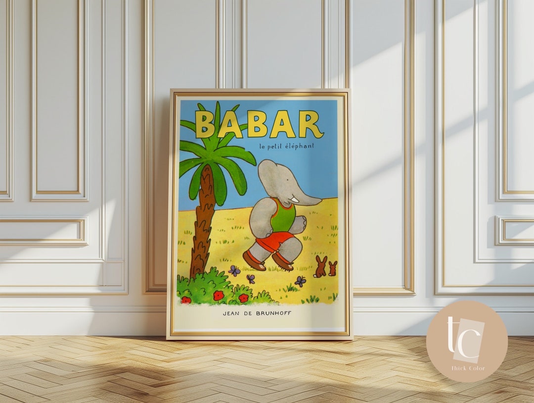 Babar the Elephant Nursery Wall Art Nursery Decor Kids Gift Retro Wall ...