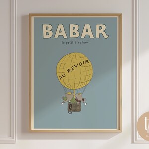 Babar Doing Yoga Bath Play Elephant Nursery Wall Art Retro Kids Decor ...