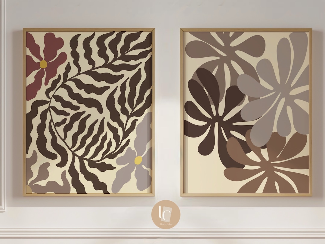 Botanical Abstract Poster Set of Two Botanical Print Boho Living ...
