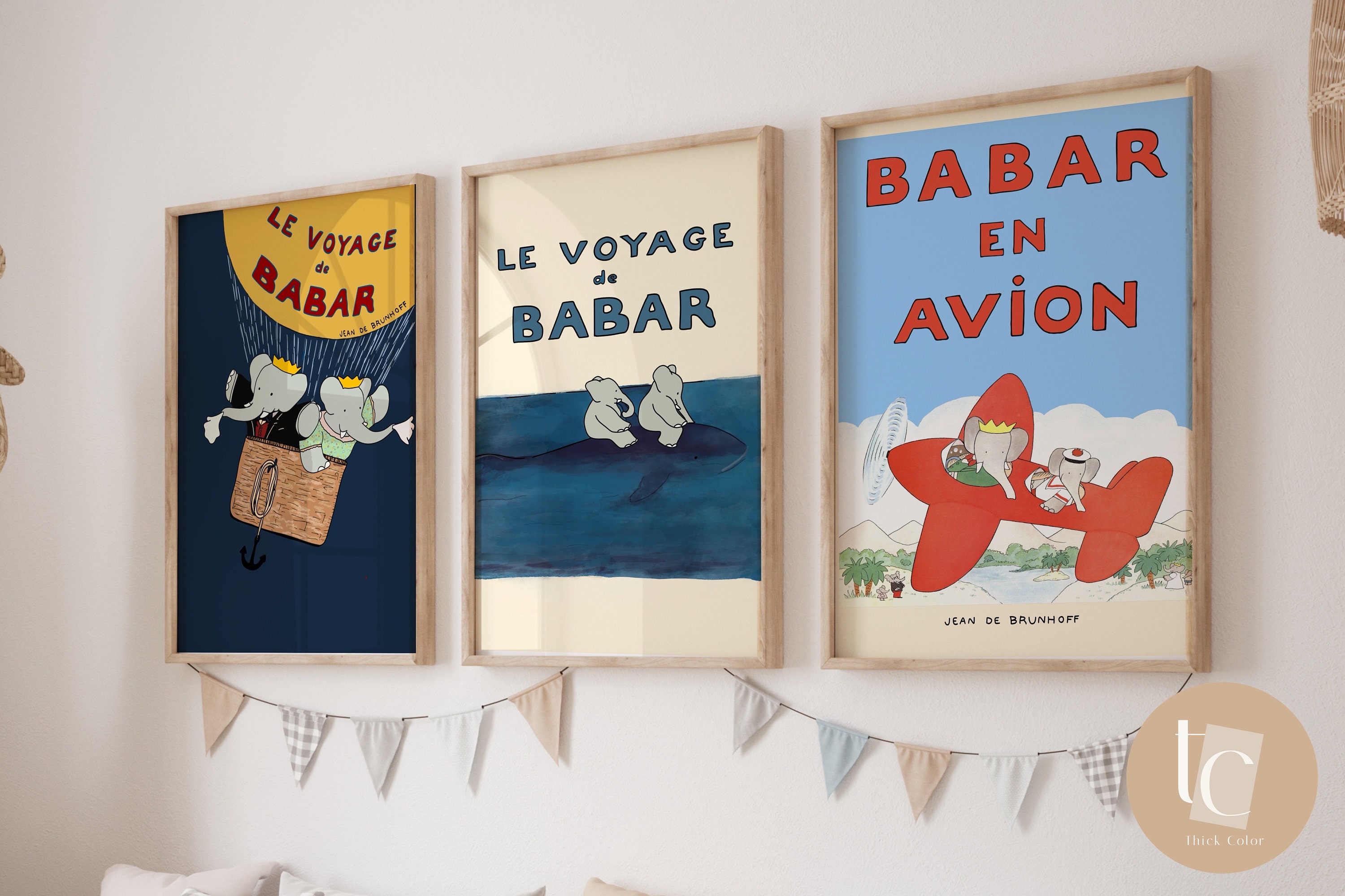 Babar the Elephant Nursery Wall Art Retro Kids Decor Quote Wall Art ...