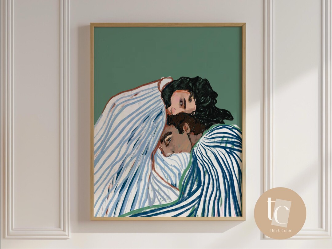 Abstract Lovers Canvas Print, Modern Embrace Figurative Art - Etsy UK