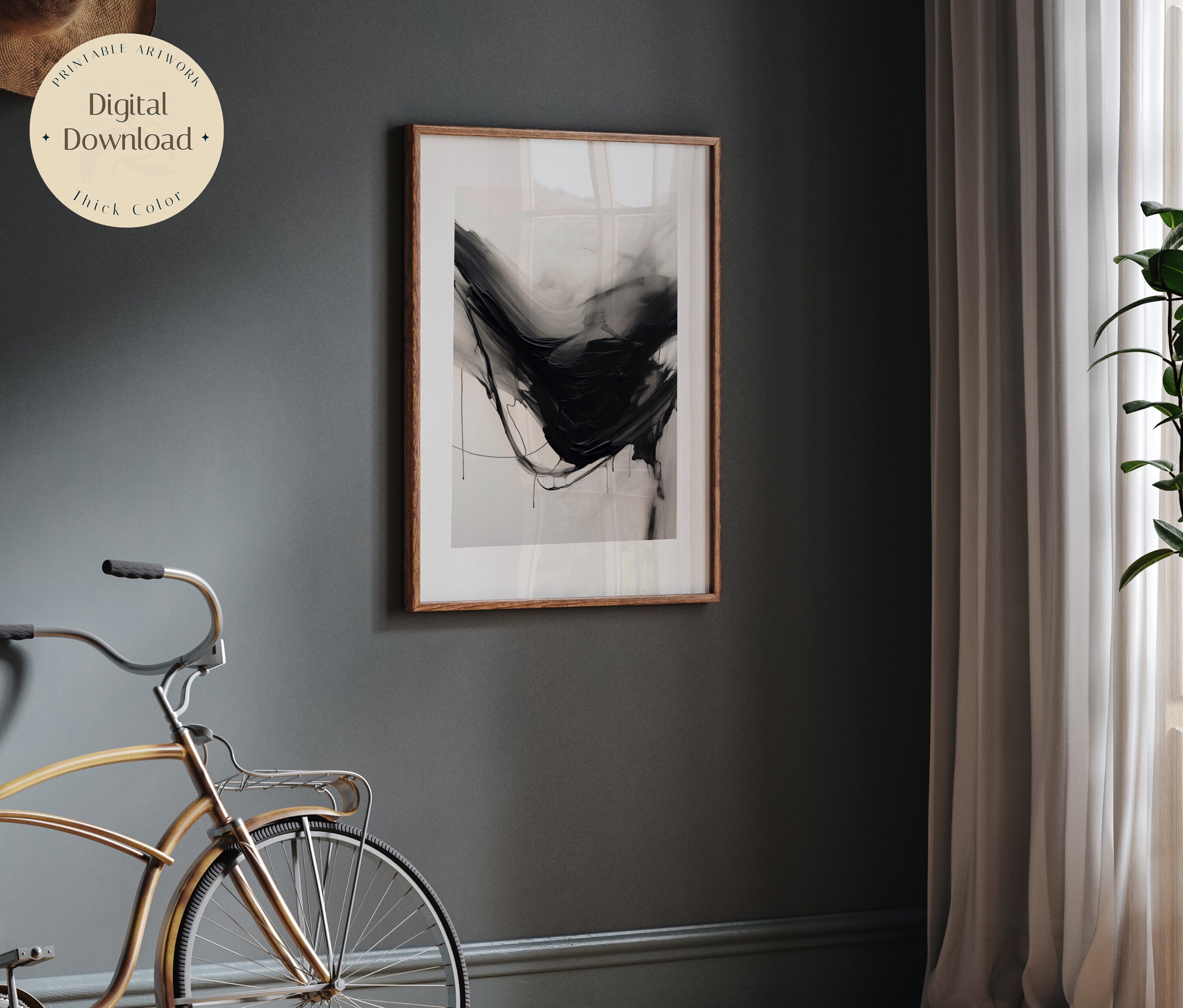 Modern Black Abstract Wall Art DIGITAL Download, Textured Black Art ...