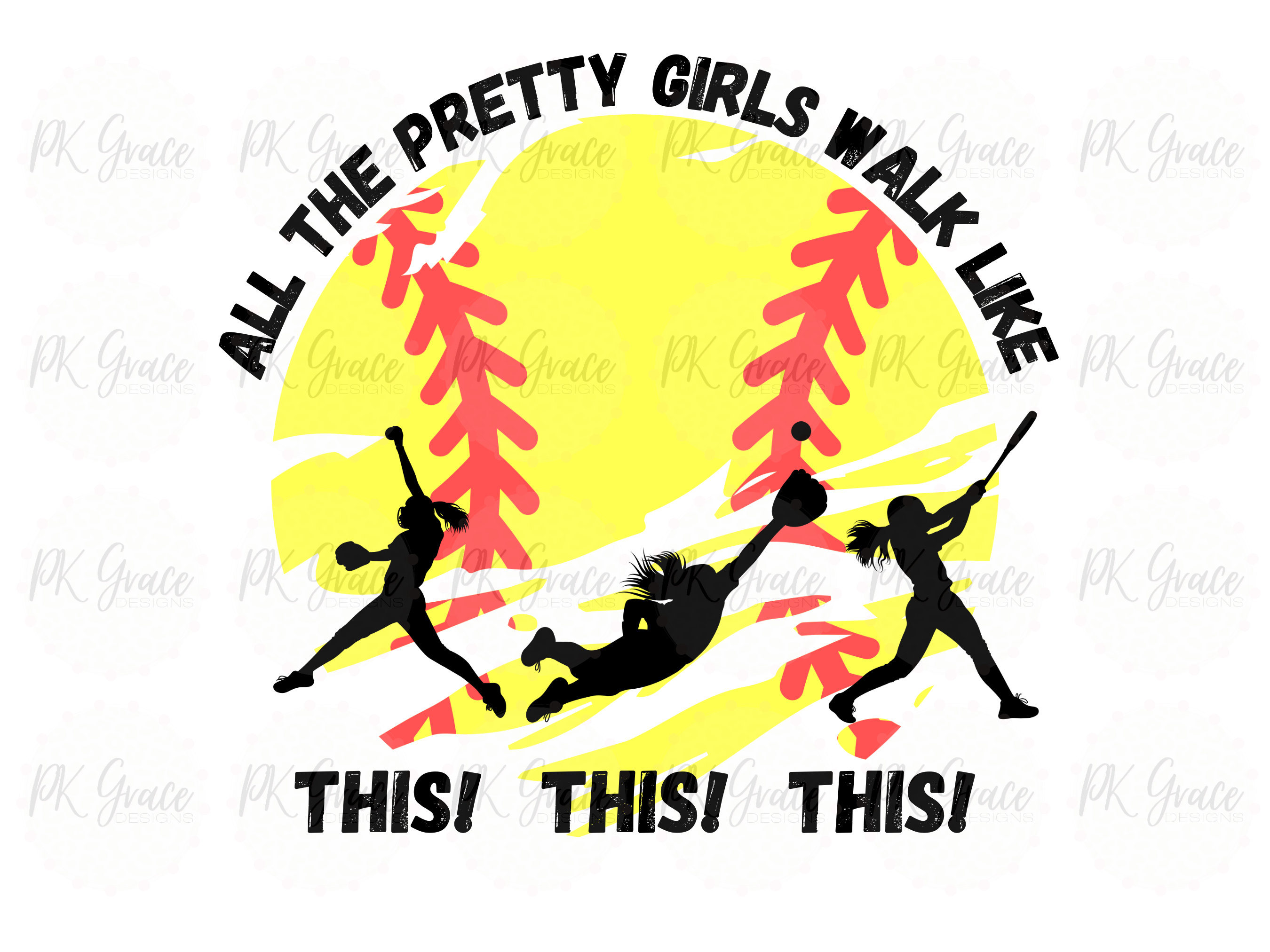 Pretty Girls Walk Like This Softball PNG Instant Digital Download - Etsy