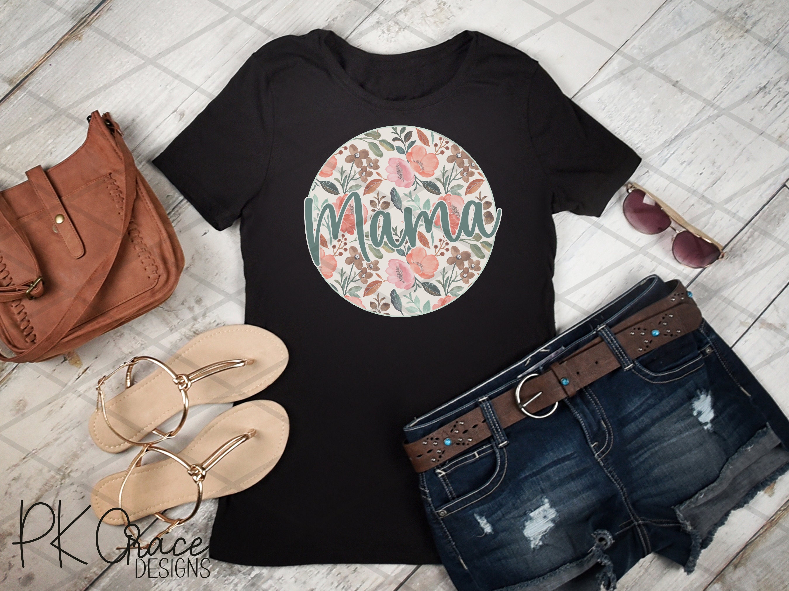 Floral Mama Circle DIGITAL DOWNLOAD Sublimation Design-mother's Day-mom ...