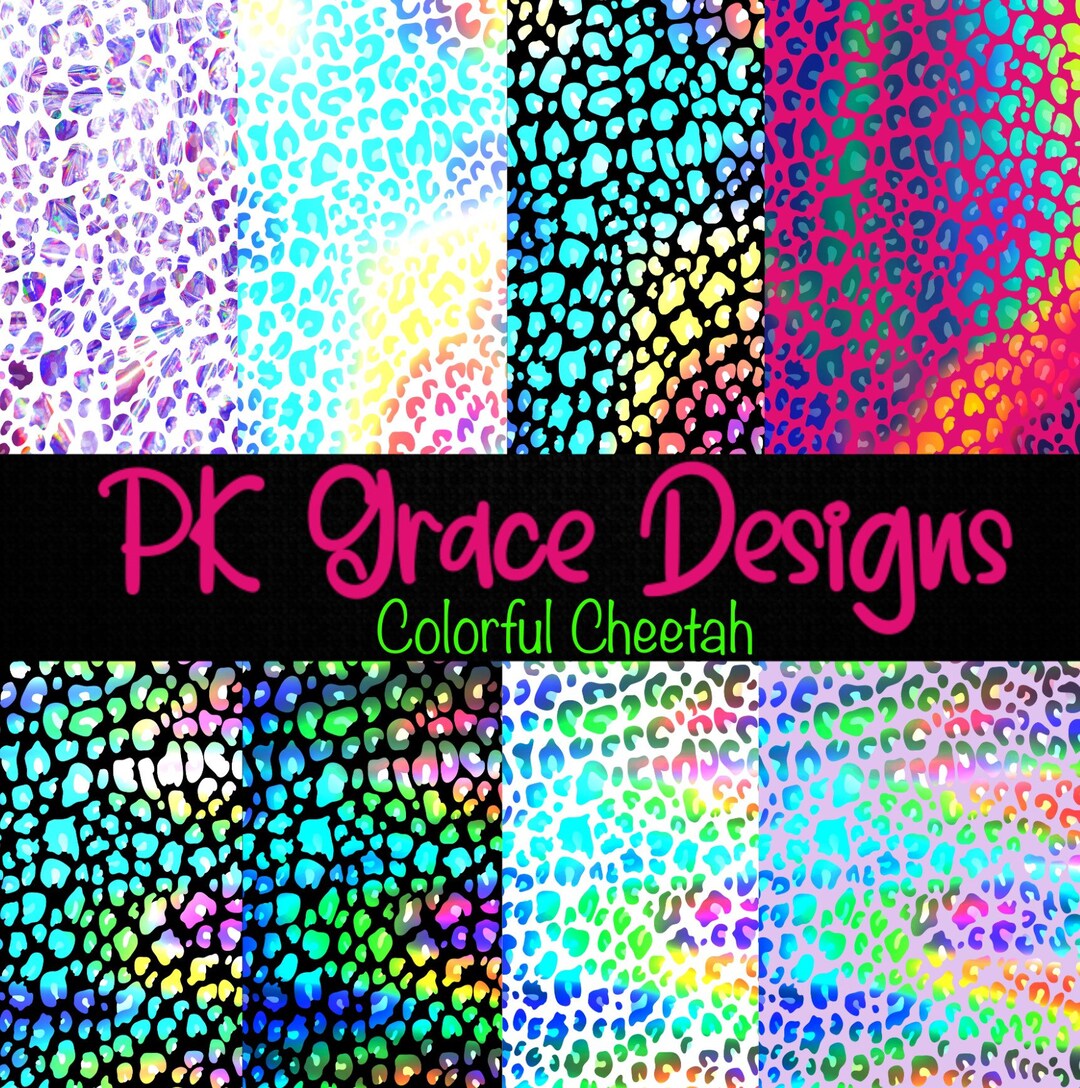 Bright Colored Cheetah Digital Paper Pack 8 Digital Papers in Pack ...