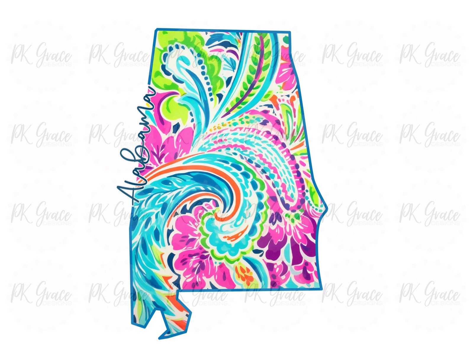 Preppy Alabama Instant Digital Download Sublimation Design State Design ...