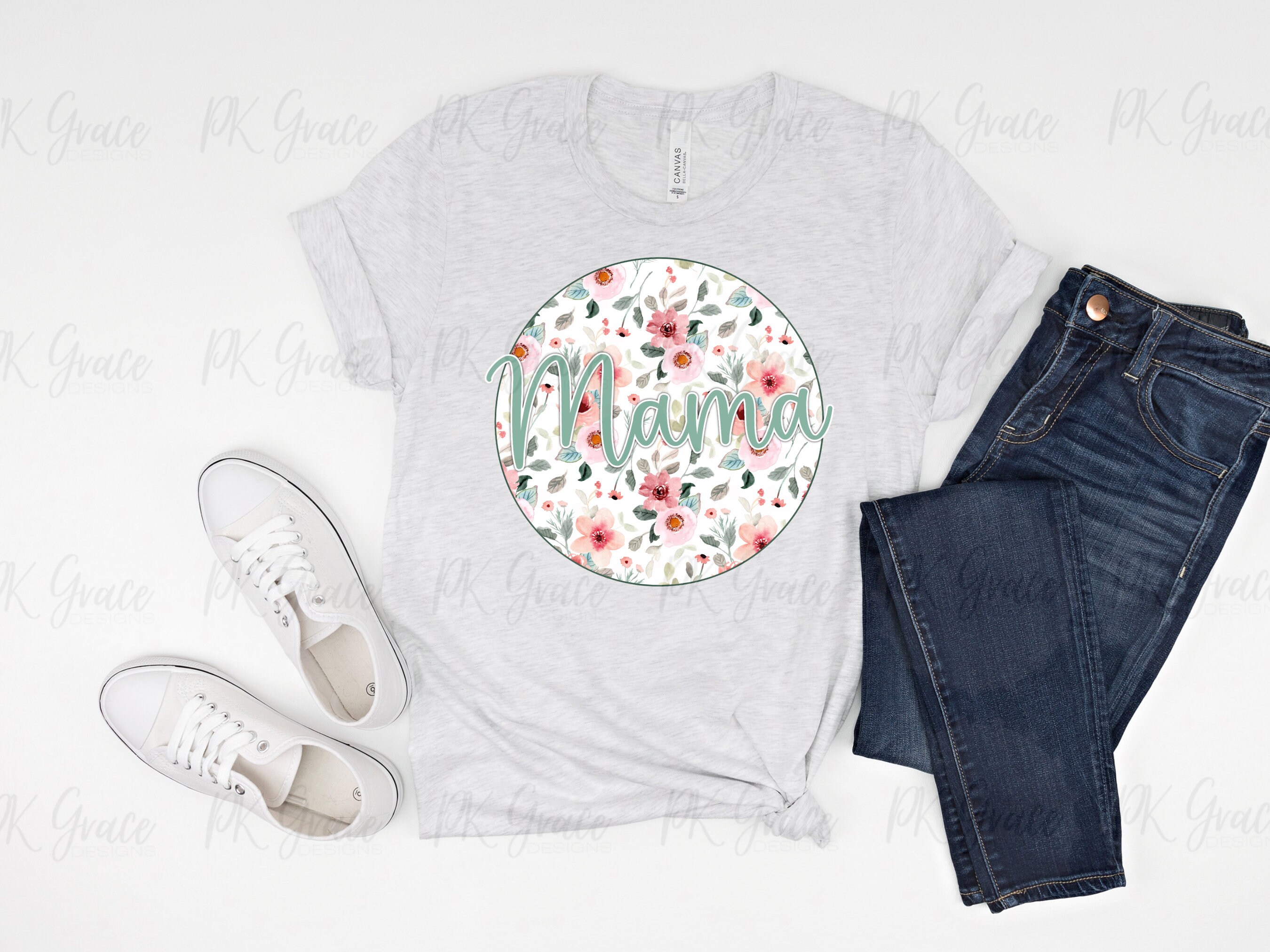 Light Pink Floral Mama Circle DIGITAL DOWNLOAD Sublimation Design ...