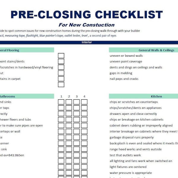 New Home Checklist - Etsy Australia