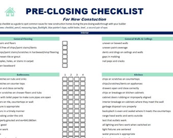 New Home Walk Through Checklist - Etsy