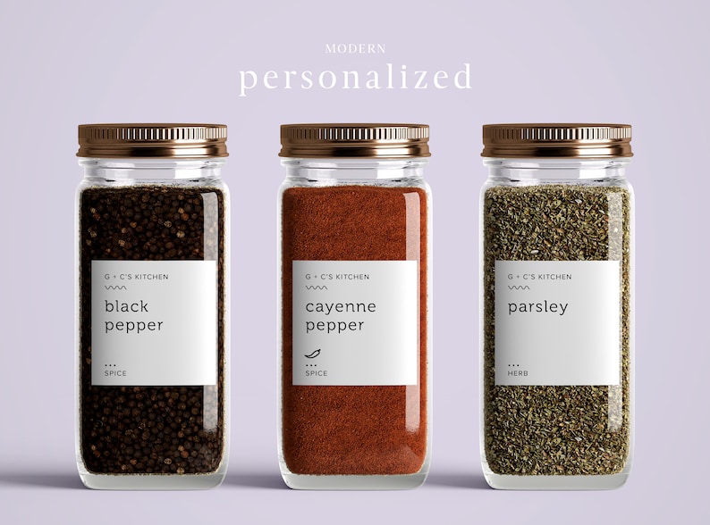 Modern Spice Labels Square 3 Styles - Etsy
