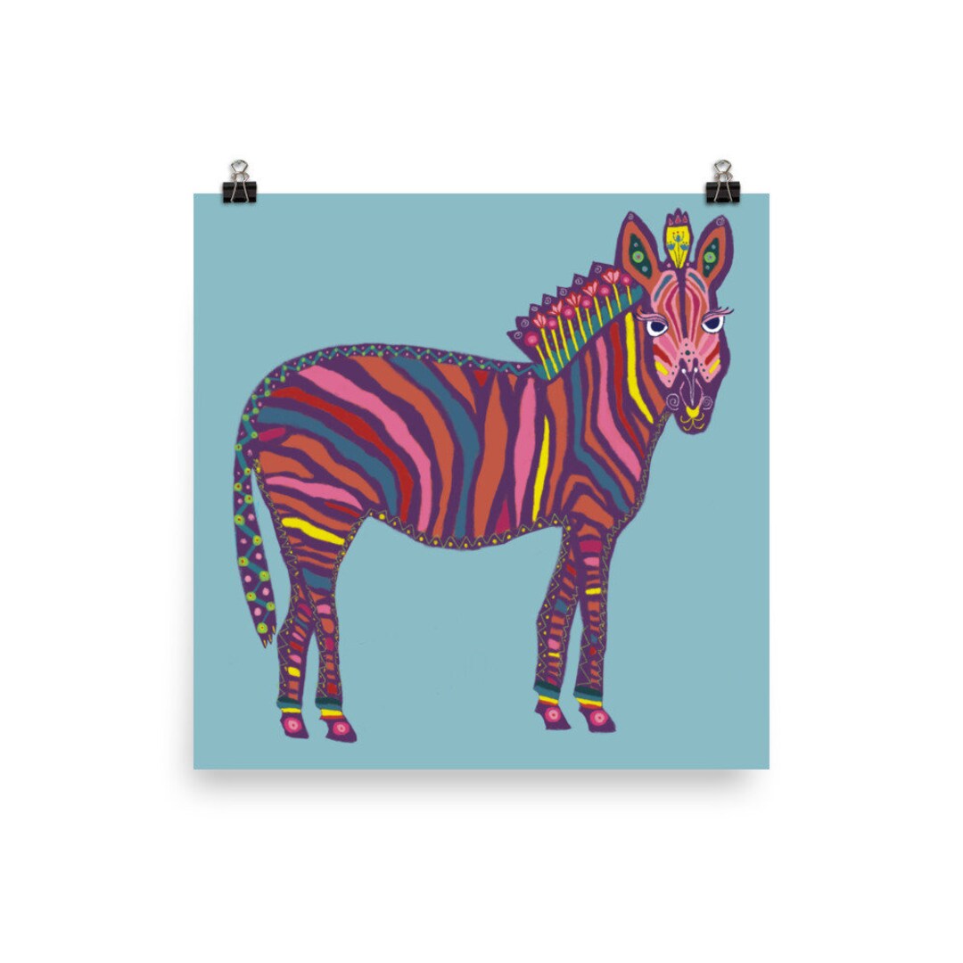 Rainbow Zebra - Art Print - Etsy