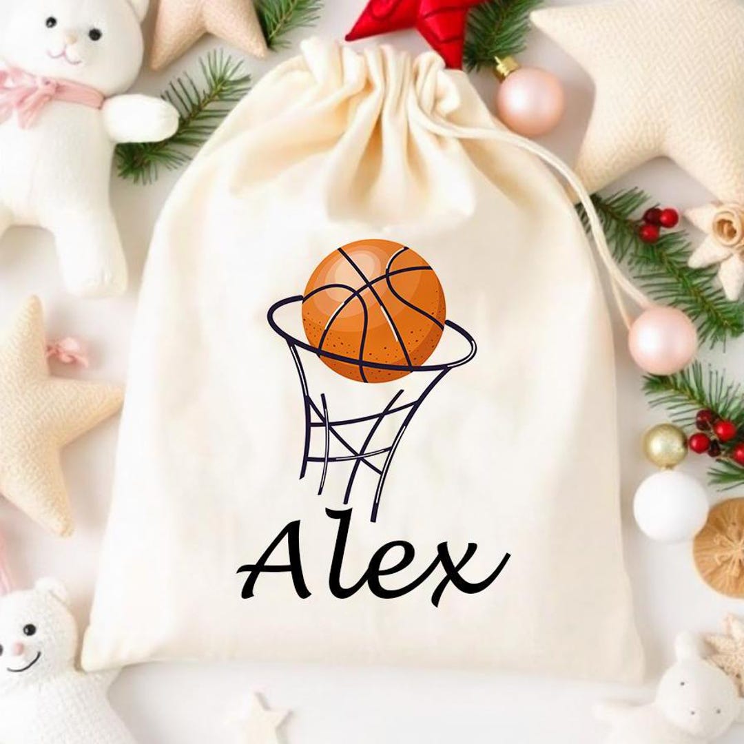Personalized Basketball Gift Bag - Custom Name Drawstring Bag - Sports ...