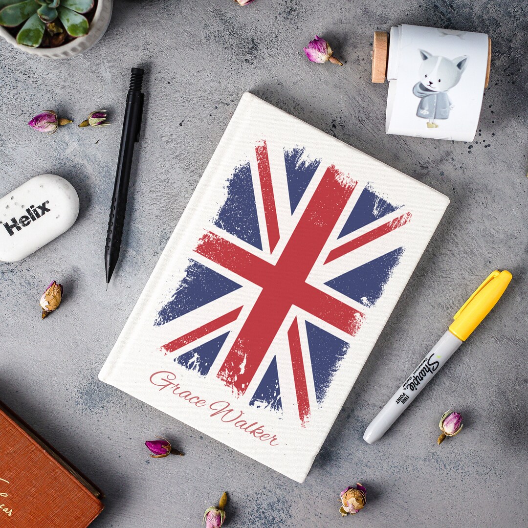 Union Jack Personalised Notebook – A5 Handmade Journal, Custom Notepad ...