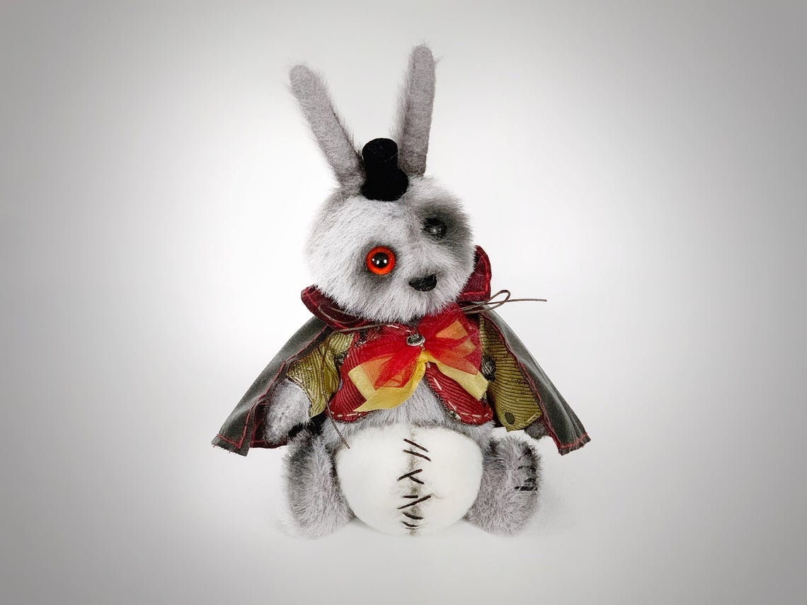 Creepy Plush Bunny Gothic Plush Vampire Plush Rabbit Creepy Doll - Etsy