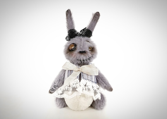 Creepy cute plush bunny Goth plush doll Horror rag doll rabbit | Etsy