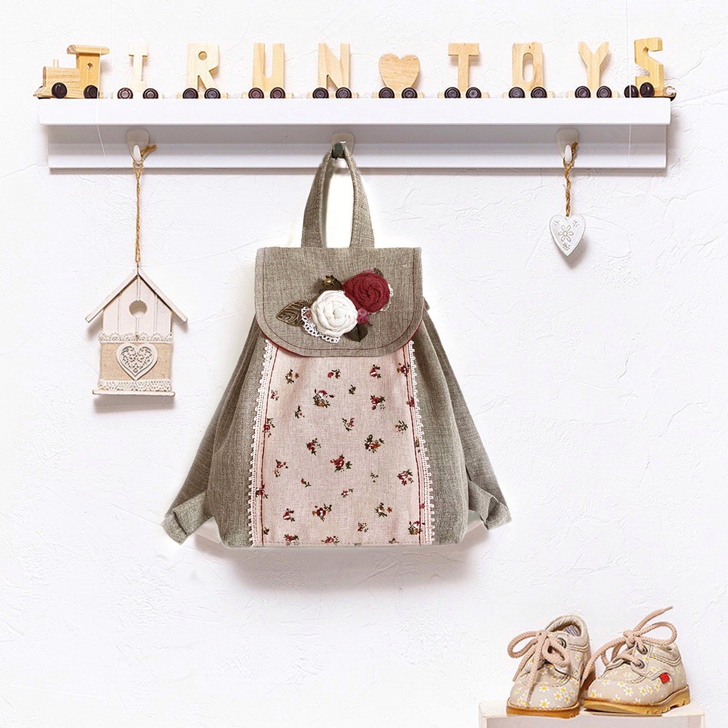 Mini Backpack Girls Linen Boho Backpack Toddler Rucksack - Etsy