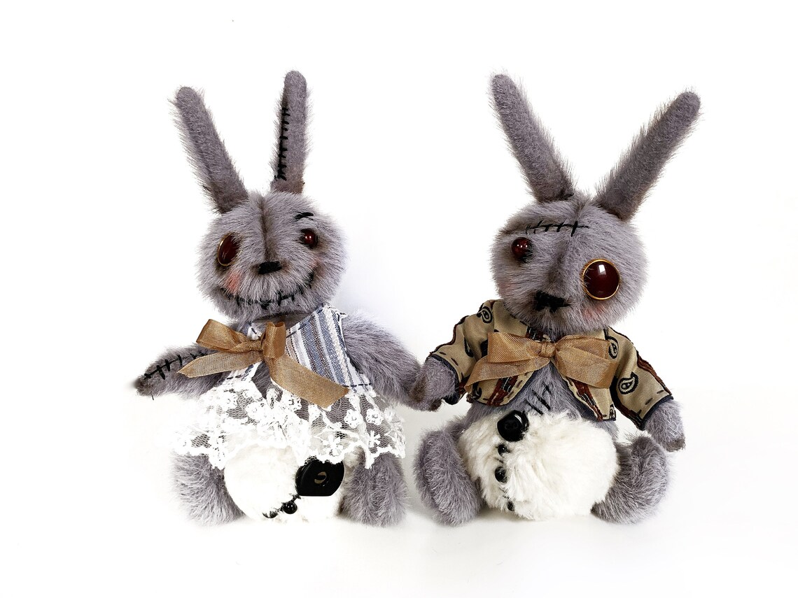 Couple plushies Creepy plush bunny Halloween stuffed animal | Etsy