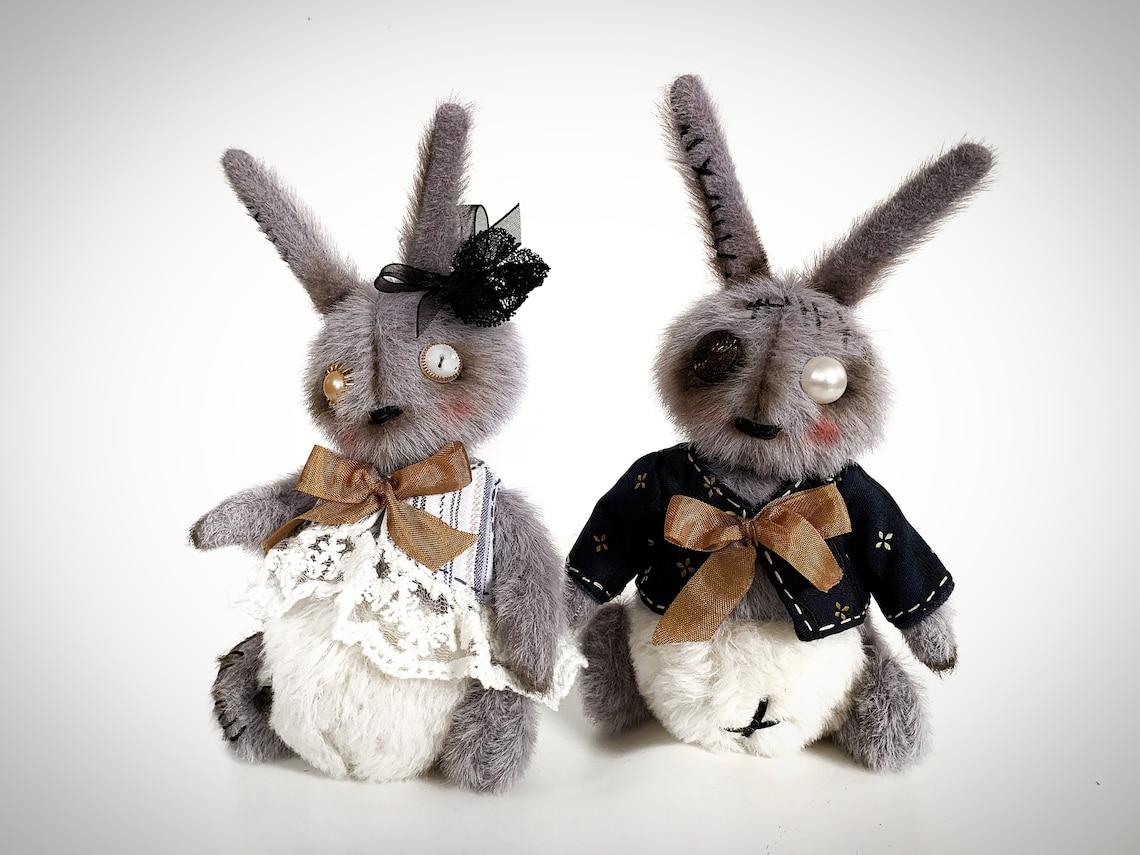 Creepy Plush Bunny Goth Bunny Plush Halloween Plushie Rabbit - Etsy