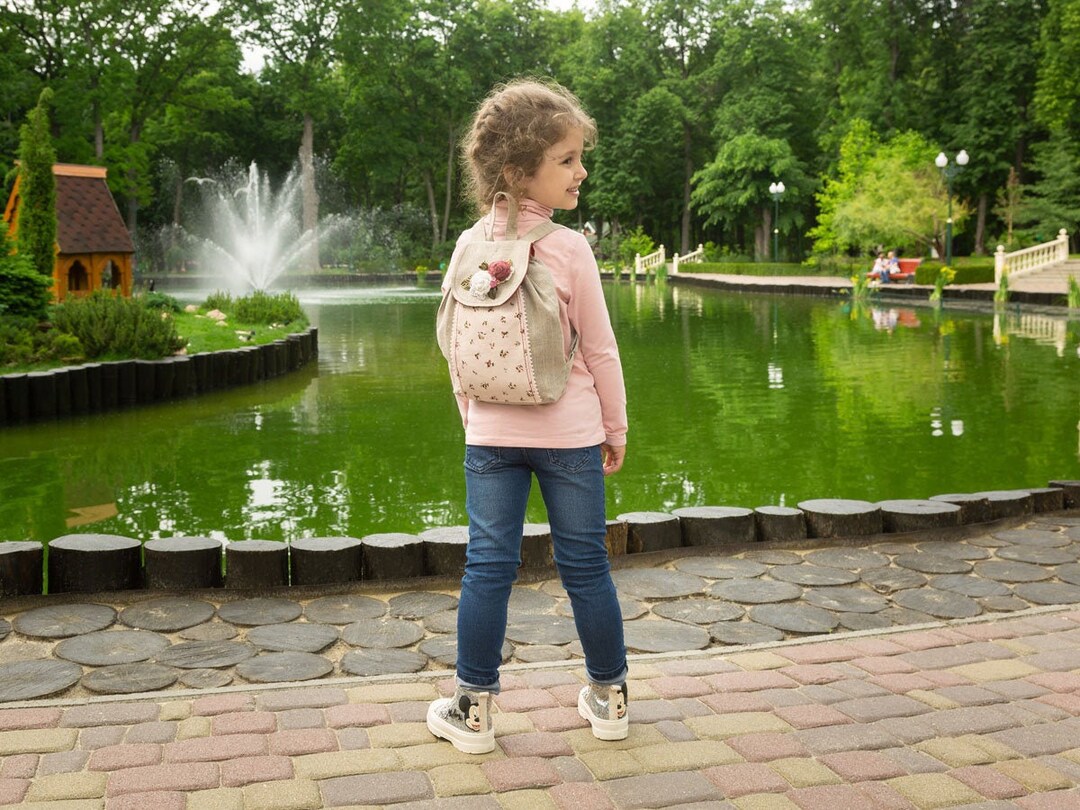 Mini Backpack Girls Linen Boho Backpack Toddler Rucksack - Etsy