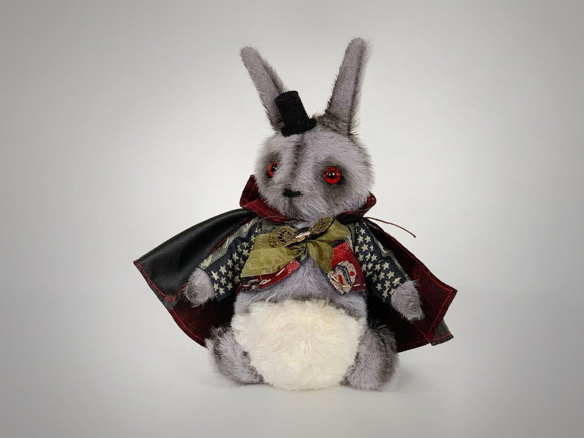 Creepy Plush Bunny Gothic Doll Vampire Plush Rabbit Creepy Stuffed ...