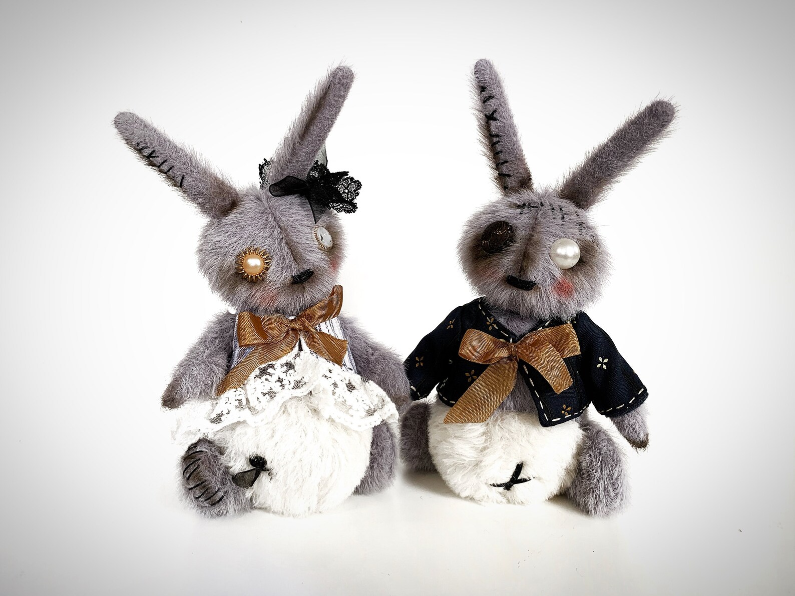 Couple Plushies Goth Bunny Handmade Halloween Plushies - Etsy