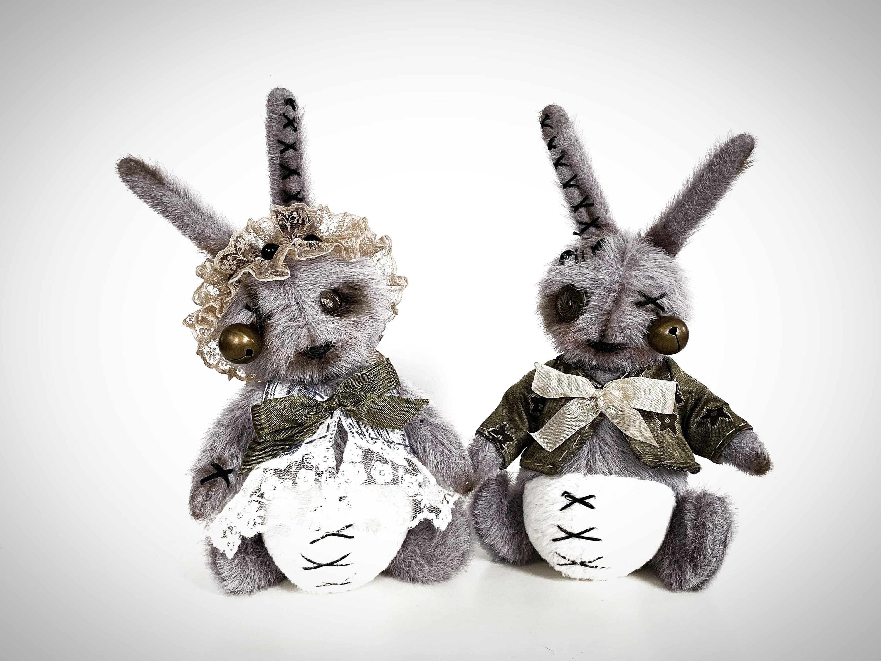 Creepy plush bunny Handmade halloween doll Scary plush rabbit | Etsy