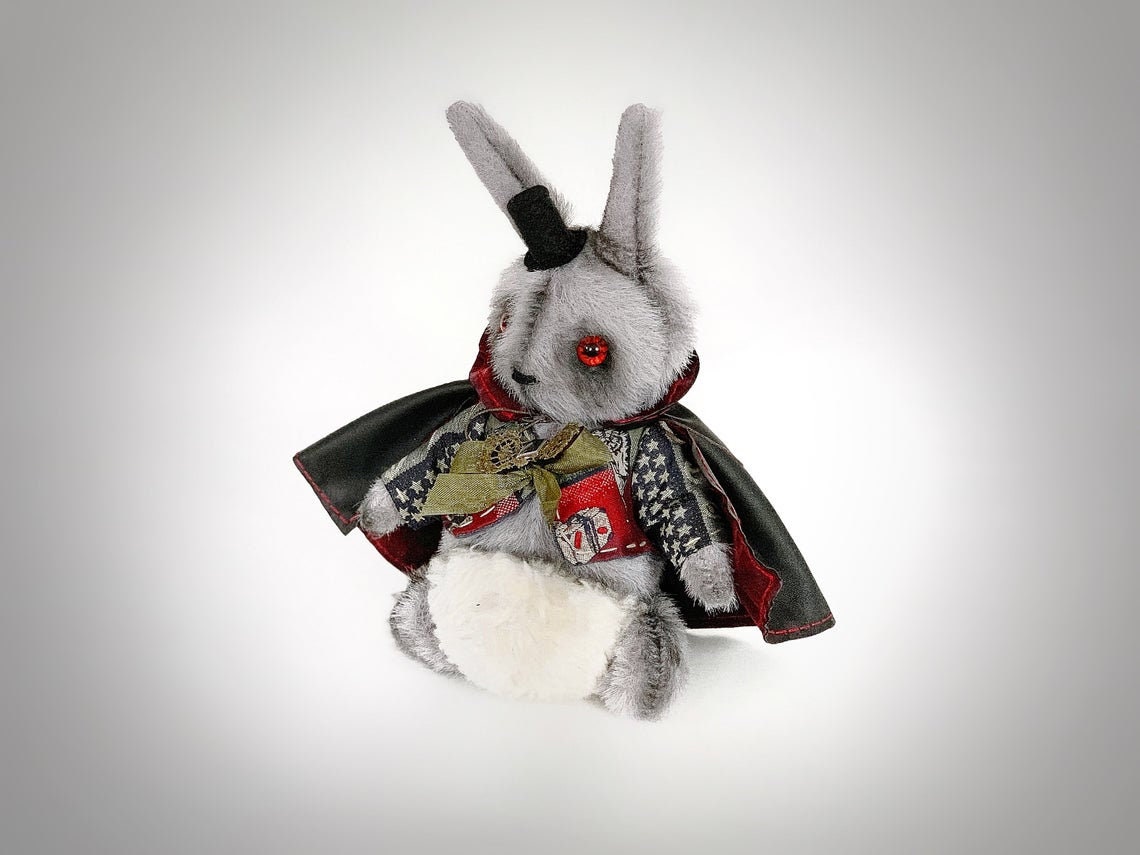 Creepy Plush Bunny Gothic Doll Vampire Plush Rabbit Creepy Stuffed ...