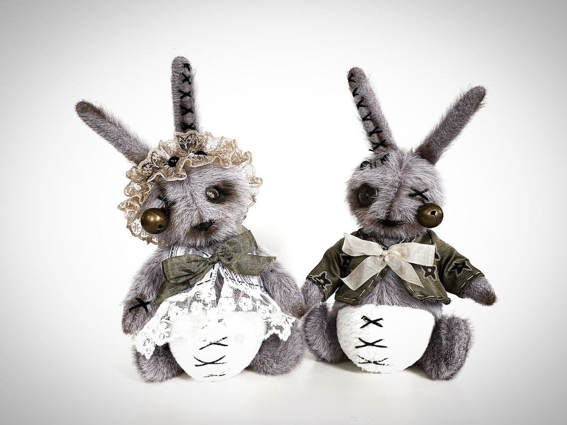 Couple Plushies Creepy Cute Bunny Doll Boy Girl Handmade Halloween Doll ...