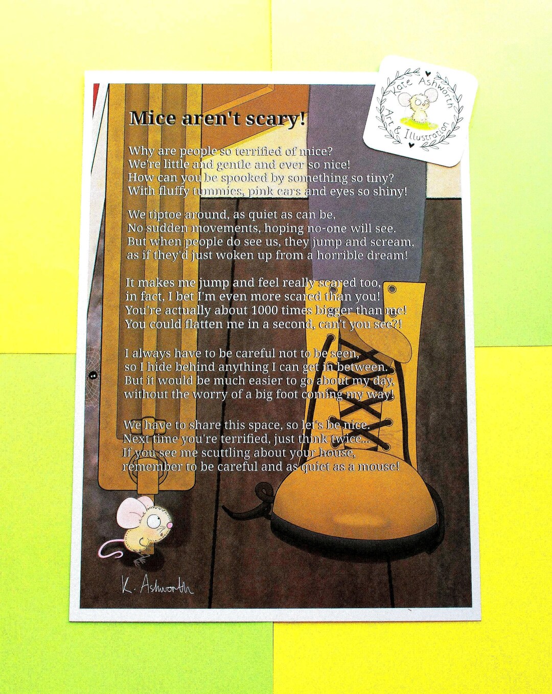 Adorable Mouse Poem 'mice Aren't Scary!' A4 Giclee Print. - Etsy