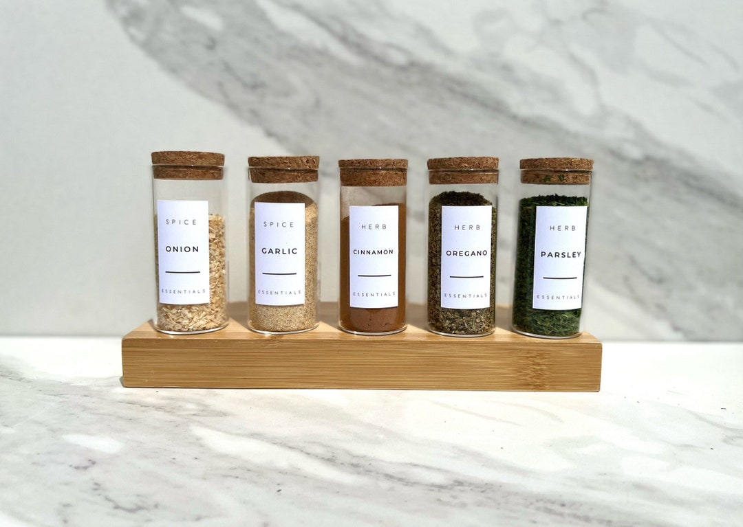 Empty Spice Jars With Custom Spice Labels Spice Rack Glass Containers ...