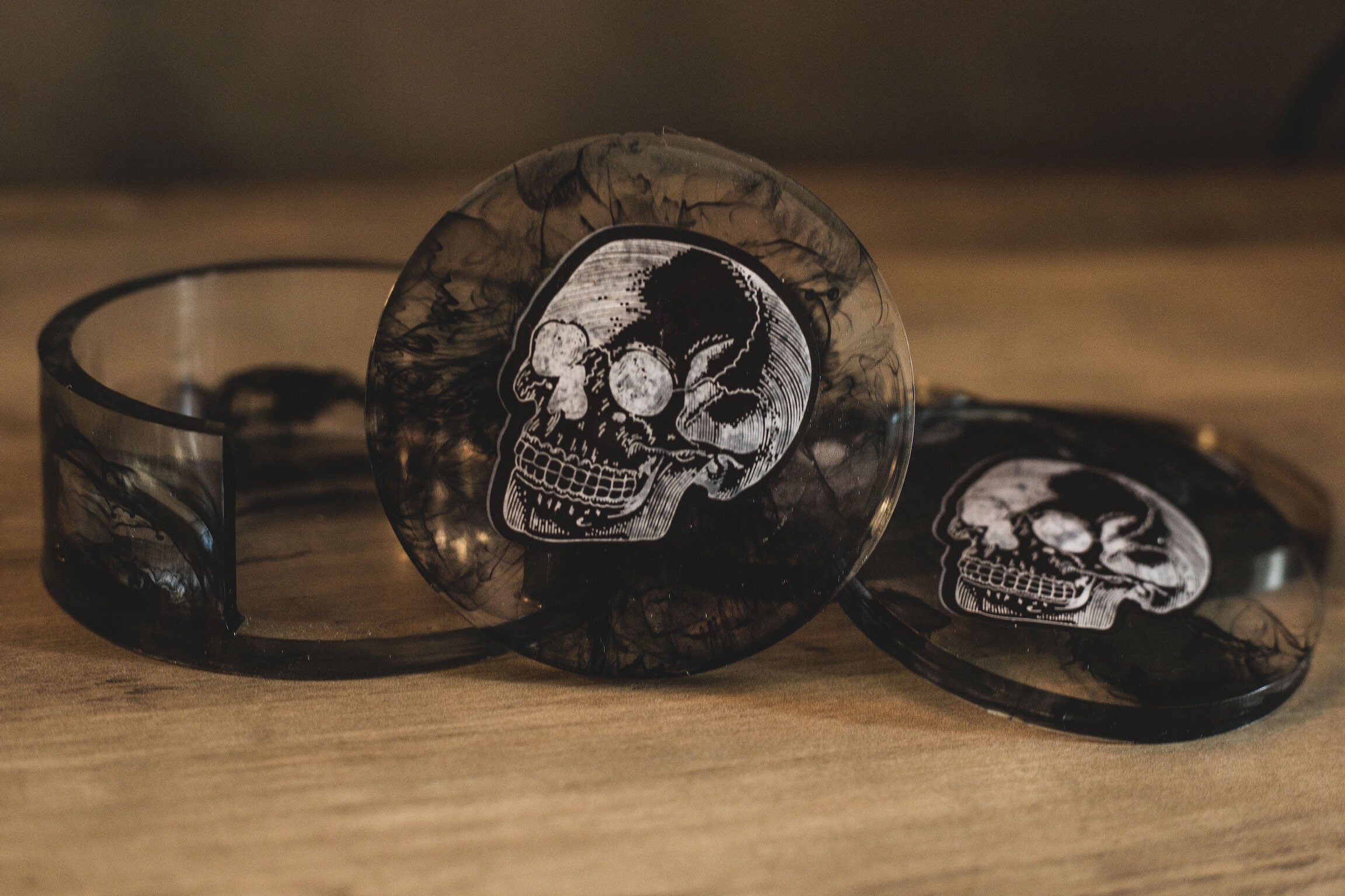 Black Smoke Skull Resin Coaster Set With Matching Holder Set - Etsy