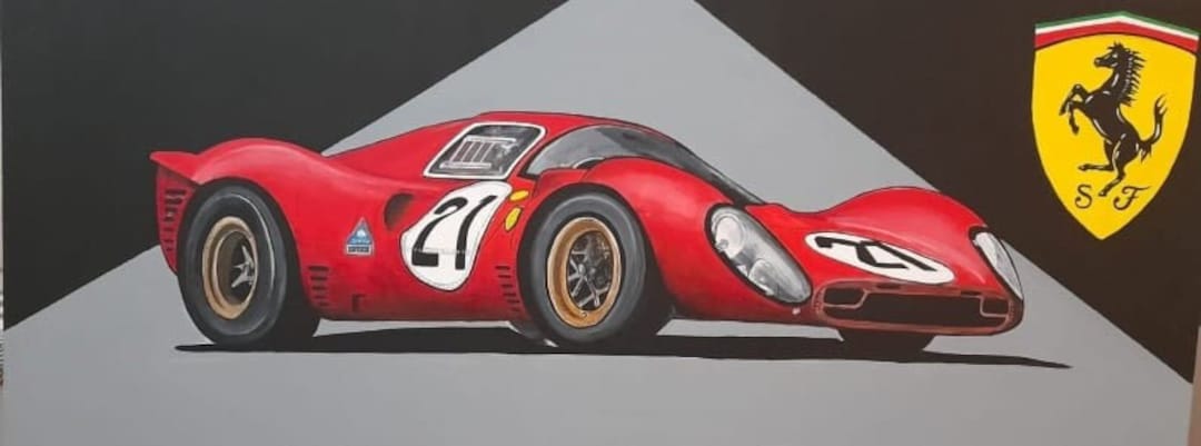 PAINTING on Canvas With Acrylic Colors FERRARI 330 P4 Unique Piece ...