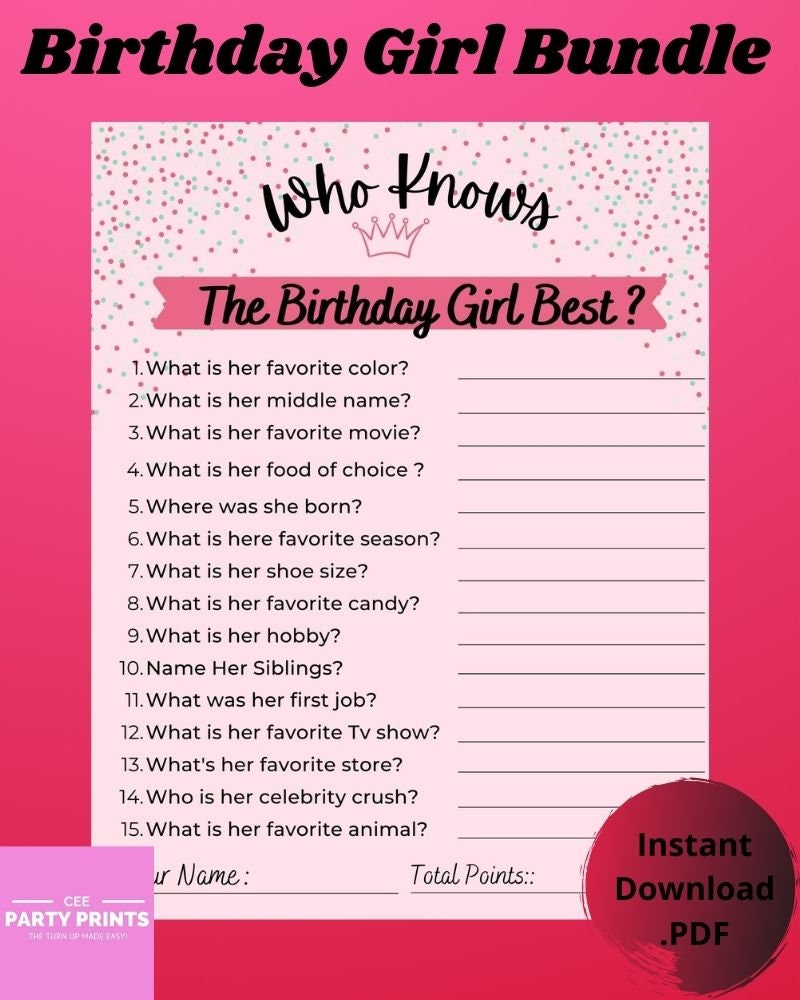 Adult Birthday Game Bundle for Her | Instant Download PDF | - Etsy
