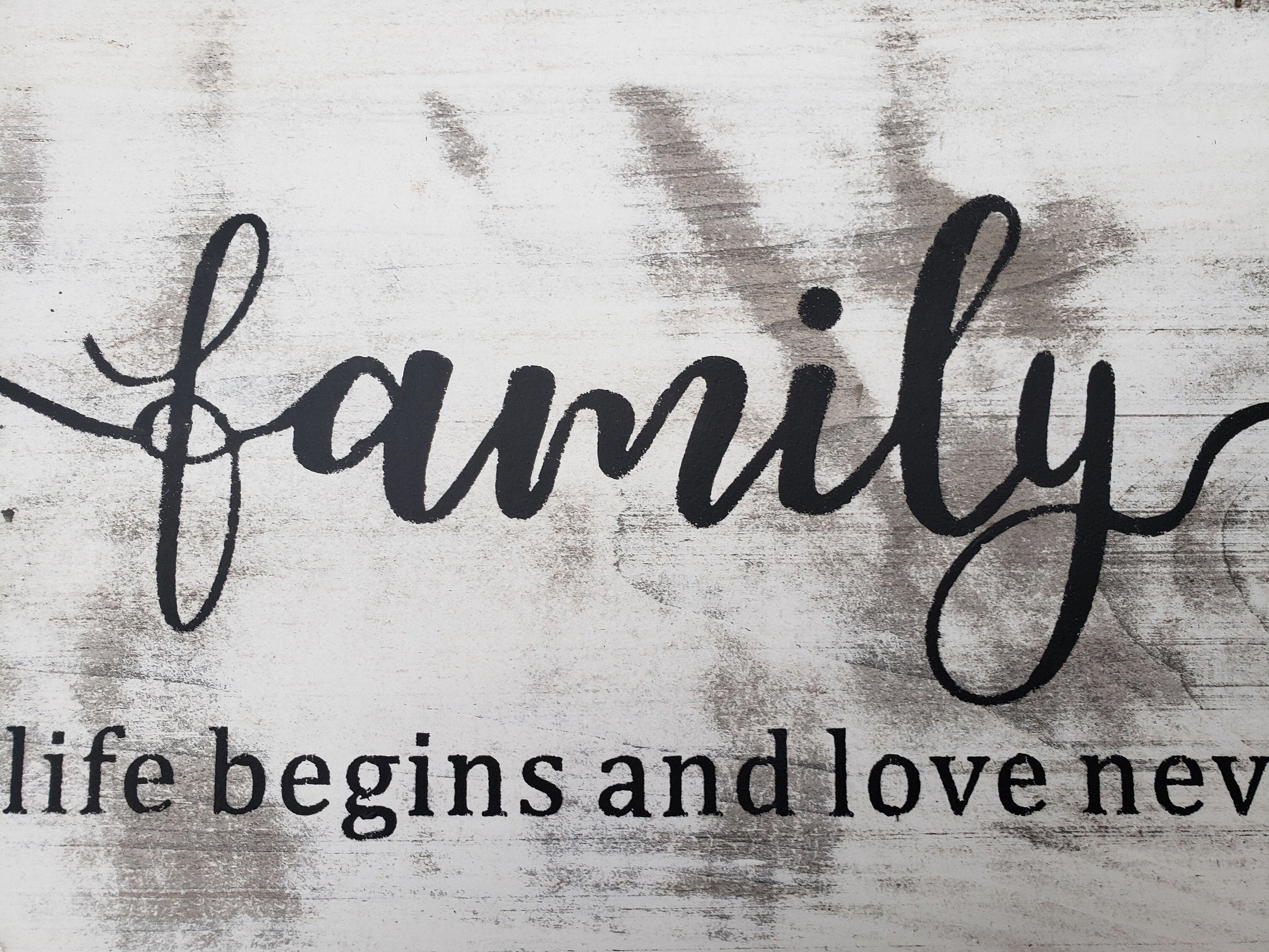 Family Rustic White Sign, White Family Sign, Rustic Wood Sign ...