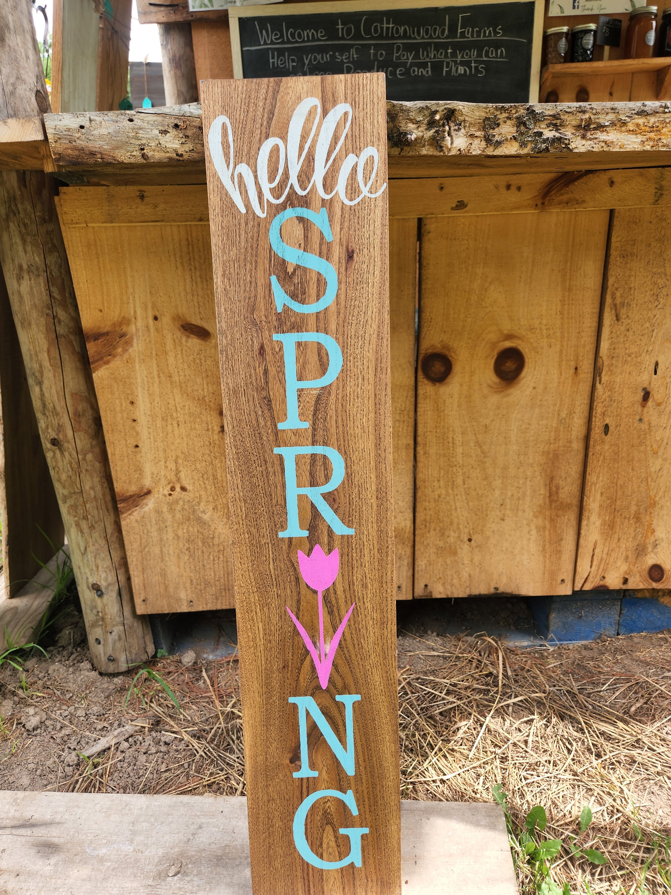 Hello Spring Wood Hand-painted Porch Sign, Welcome Spring Flower Front ...