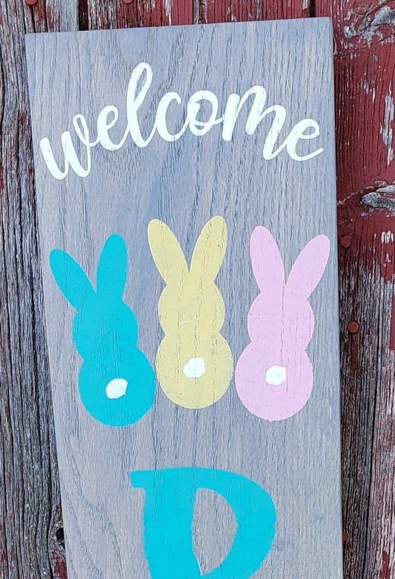 Welcome Peeps Vertical Wood Painted Sign, Happy Easter Signs, Easter ...