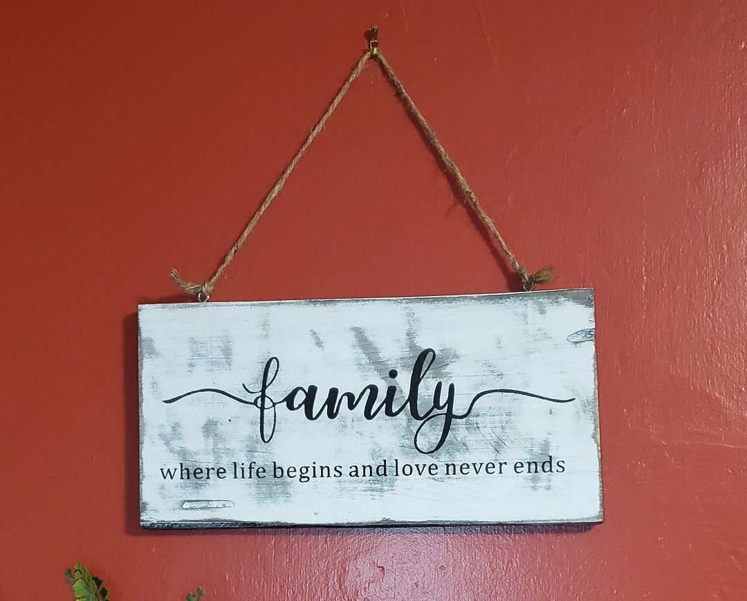 Family Rustic White Sign, White Family Sign, Rustic Wood Sign ...
