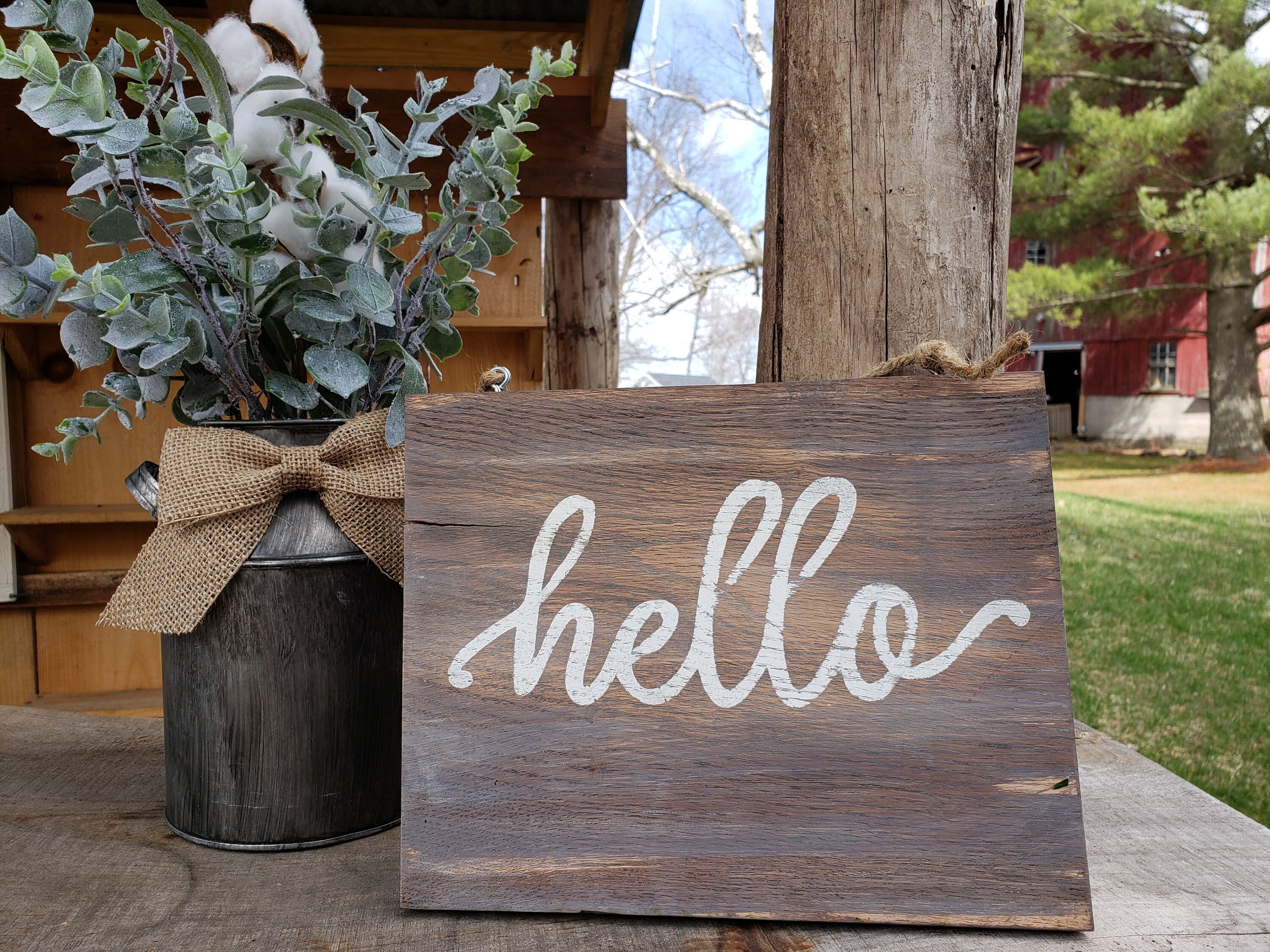 Hello Wood Sign, Hello Farmhouse Sign, Rustic Hello Sign, Entryway ...