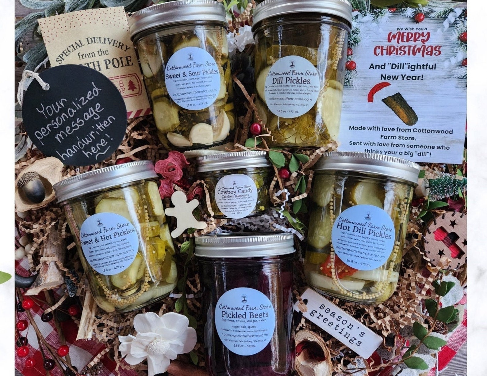Large Gourmet Pickle Gift Box, Garden Sampler Gift Basket, Pickle Lover ...