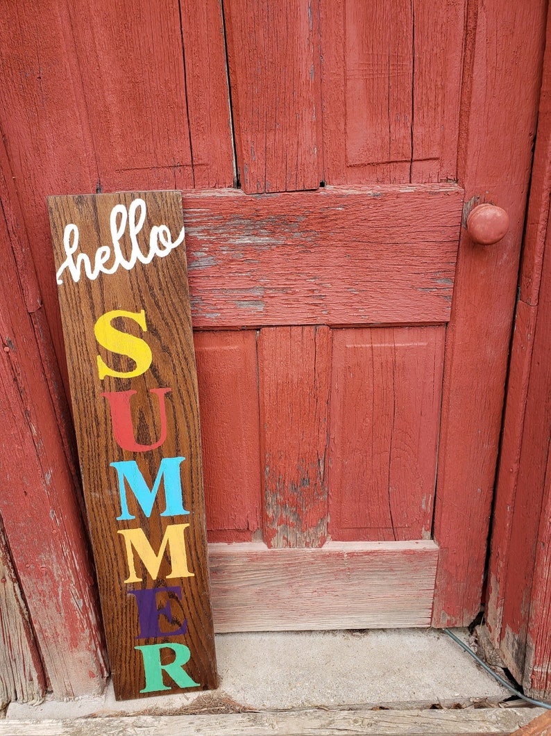Hello Summer Wood Hand-painted Porch Sign Welcome Summer - Etsy
