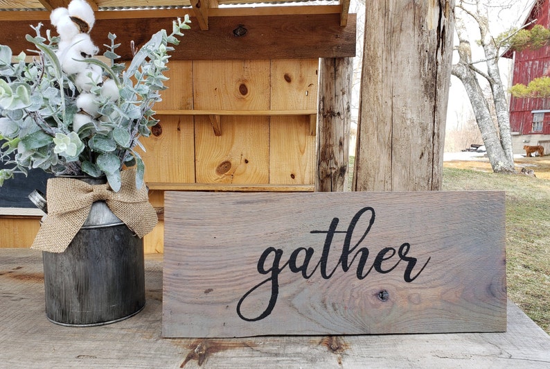 Gather Sign, Family Sign, Rustic Wood Sign, Farmhouse Sign, Rustic Sign ...