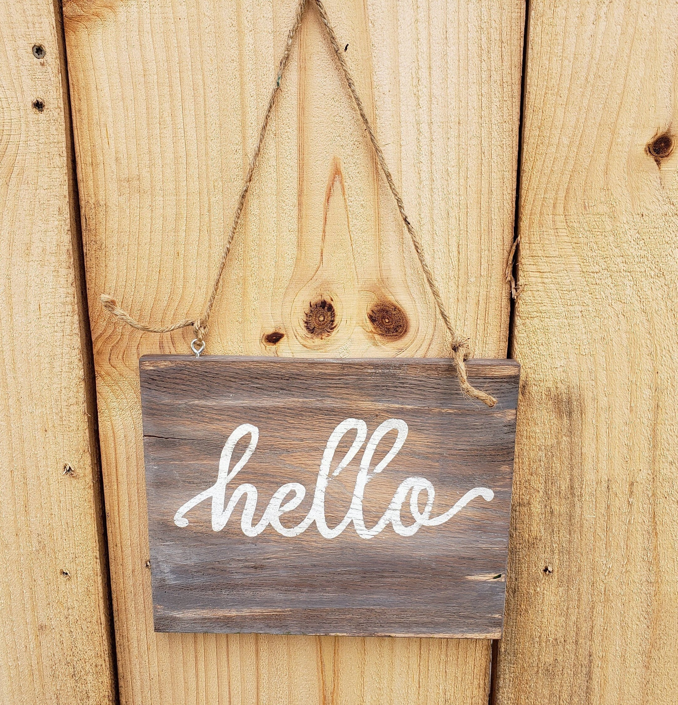 Hello Wood Sign, Hello Farmhouse Sign, Rustic Hello Sign, Entryway ...
