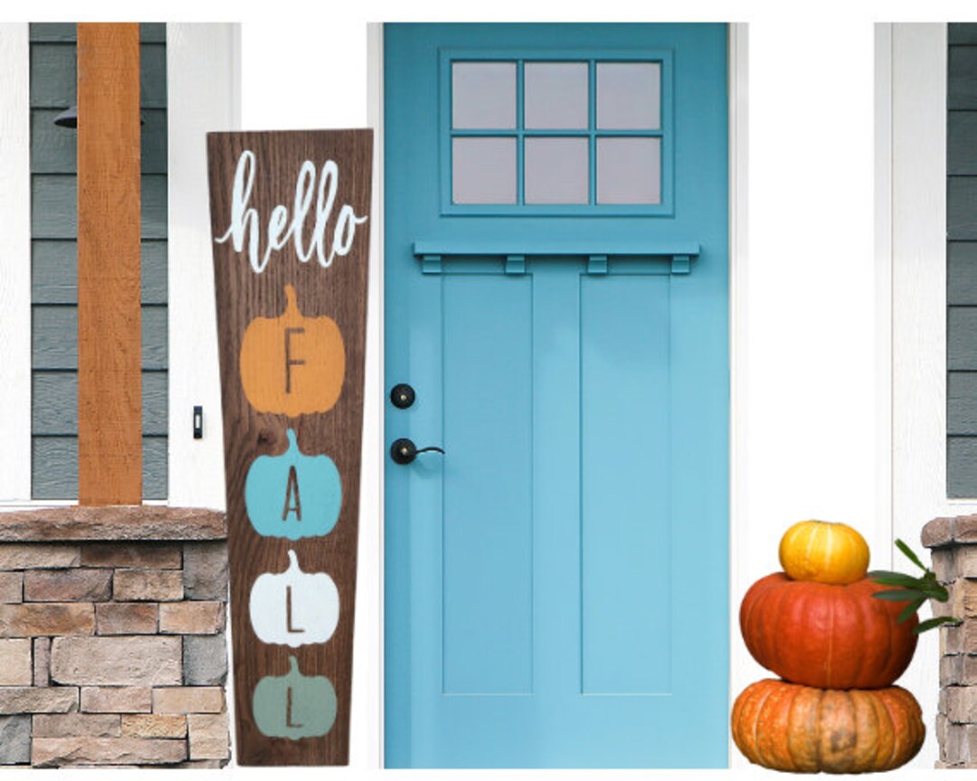 Hello Fall Welcome Painted Wood Sign, Autumn Porch Sign, Front Porch ...