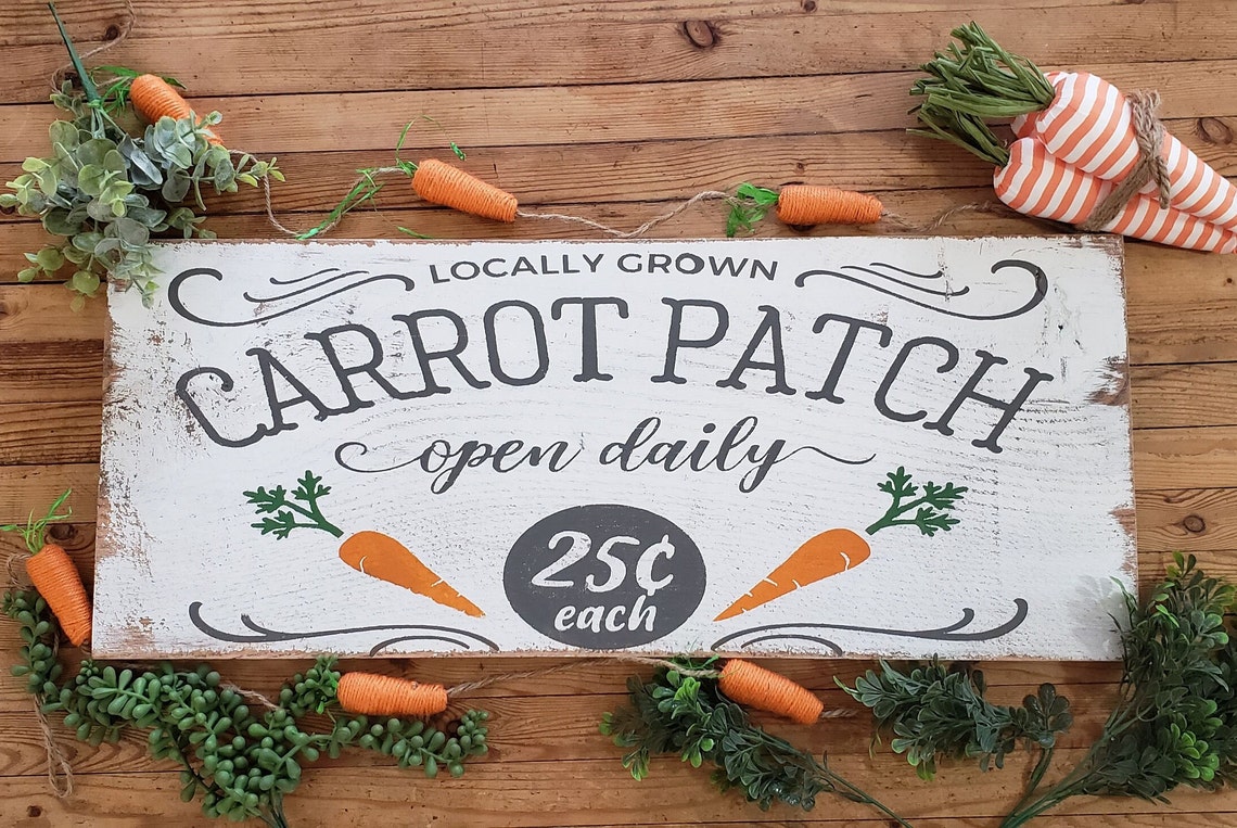 Carrot Patch Easter Wood Hand Painted Sign, Easter Kitchen Decor ...