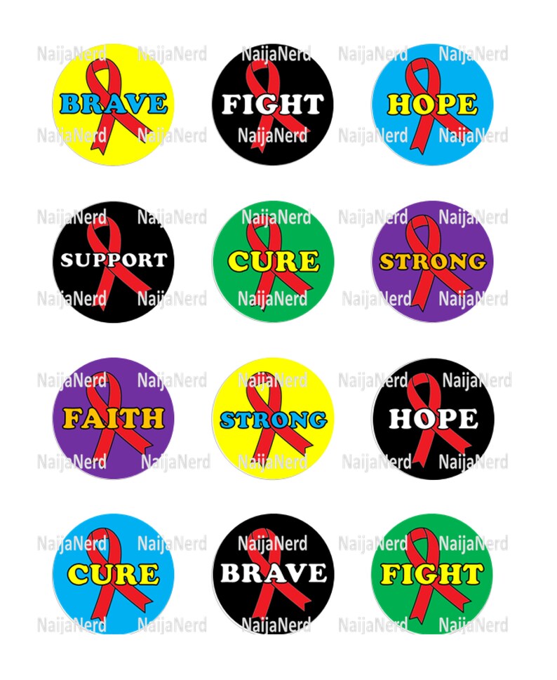 Awareness Stickers Template 2'' Red Round Heart - Etsy