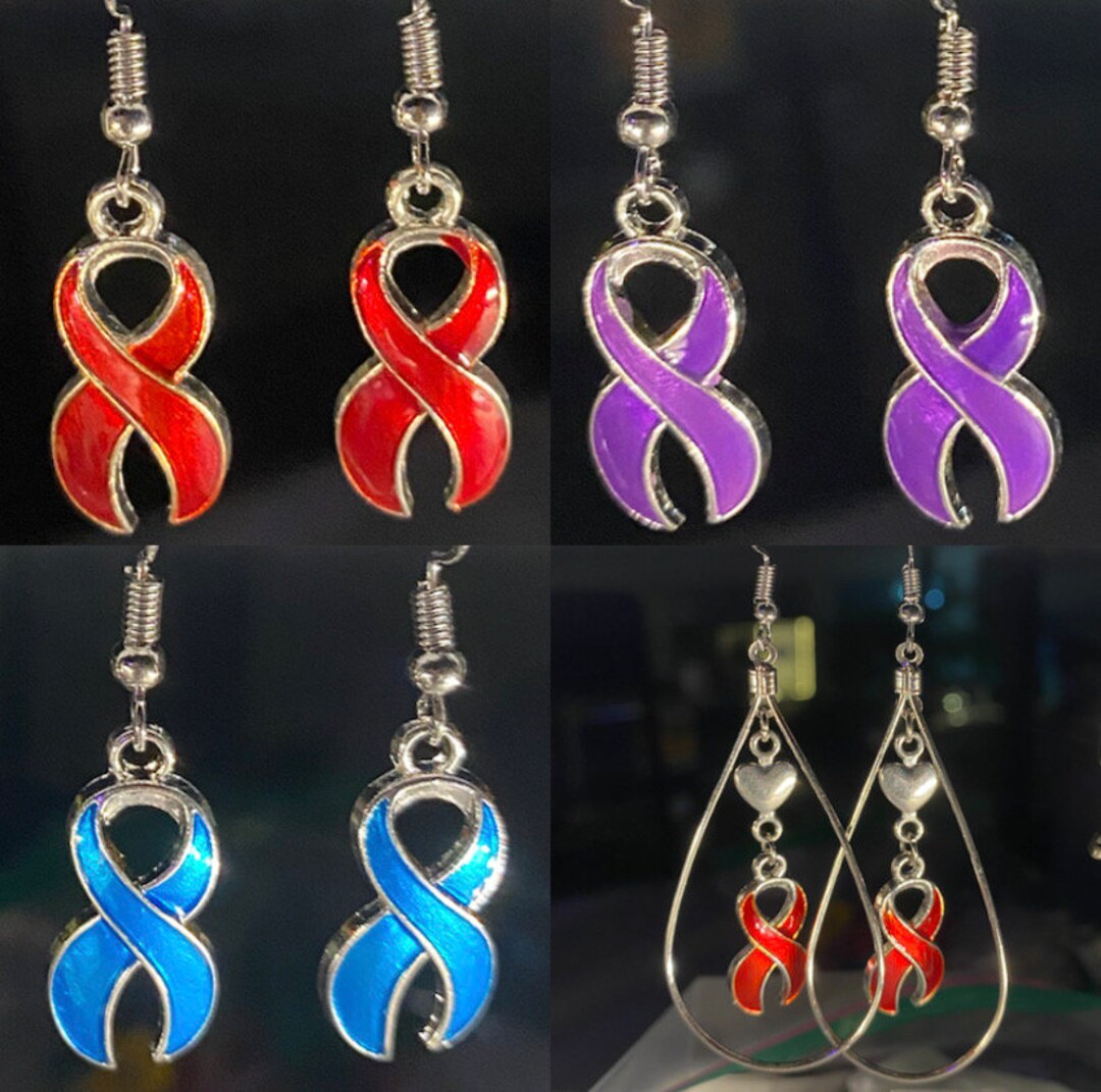 Awareness Ribbon Earrings Sickle Cell, HIV/AIDS, Heart Disease ...