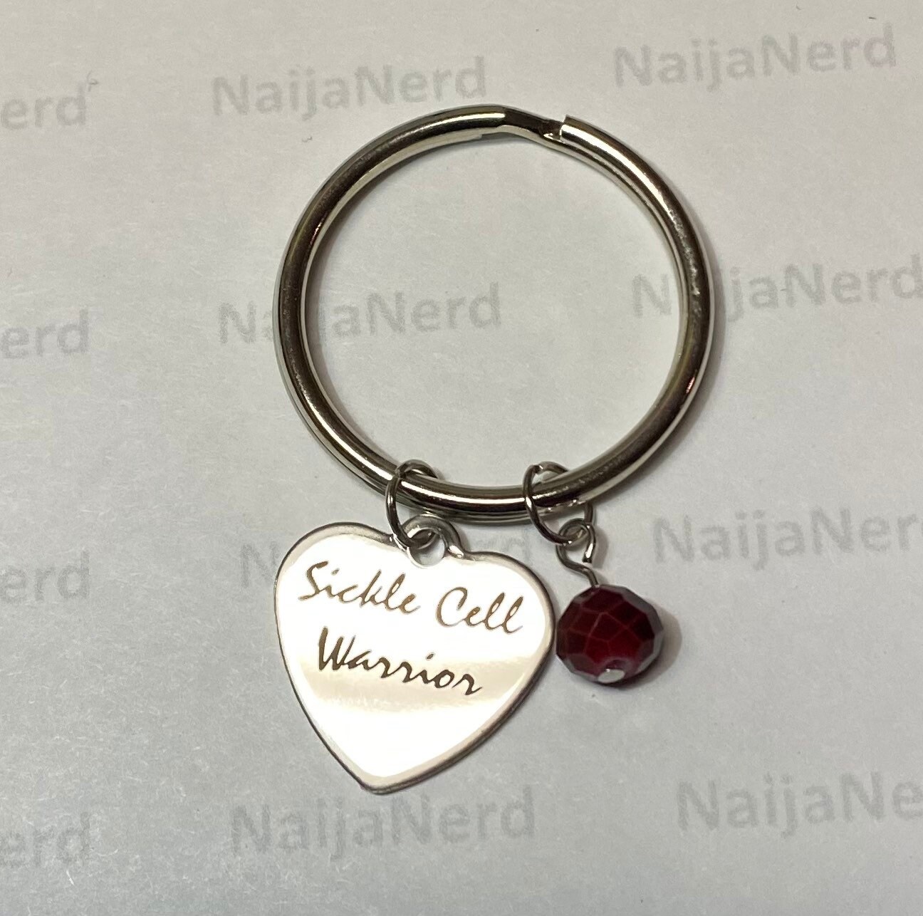 Sickle Cell Awareness Ribbon Warrior Heart Key Chaim Charm With Red ...