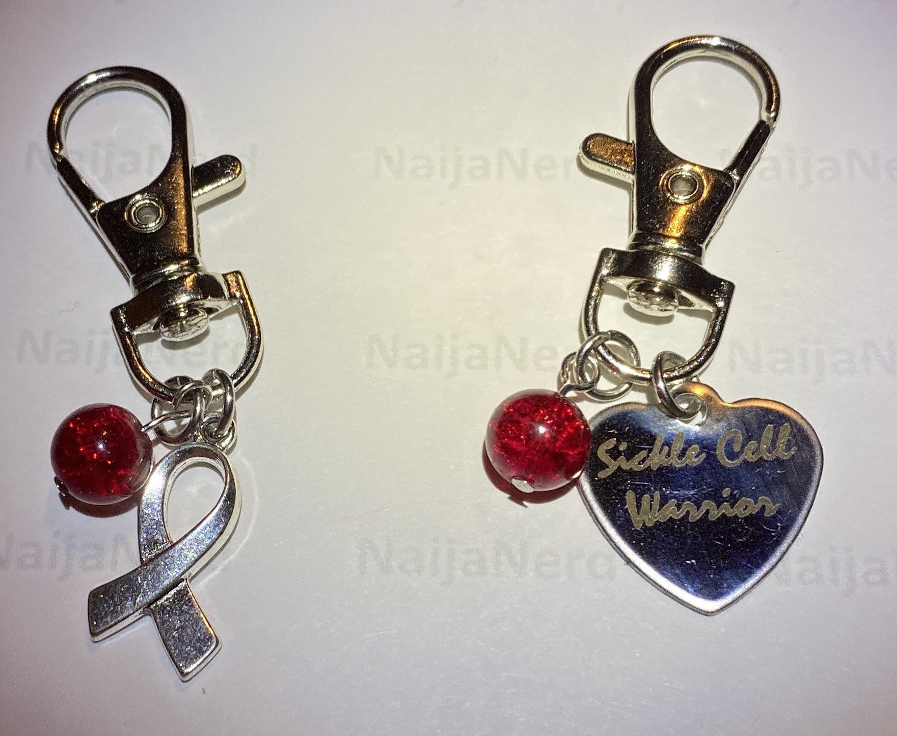 Sickle Cell Awareness Ribbon Warrior Heart Key Chaim Charm With Red ...