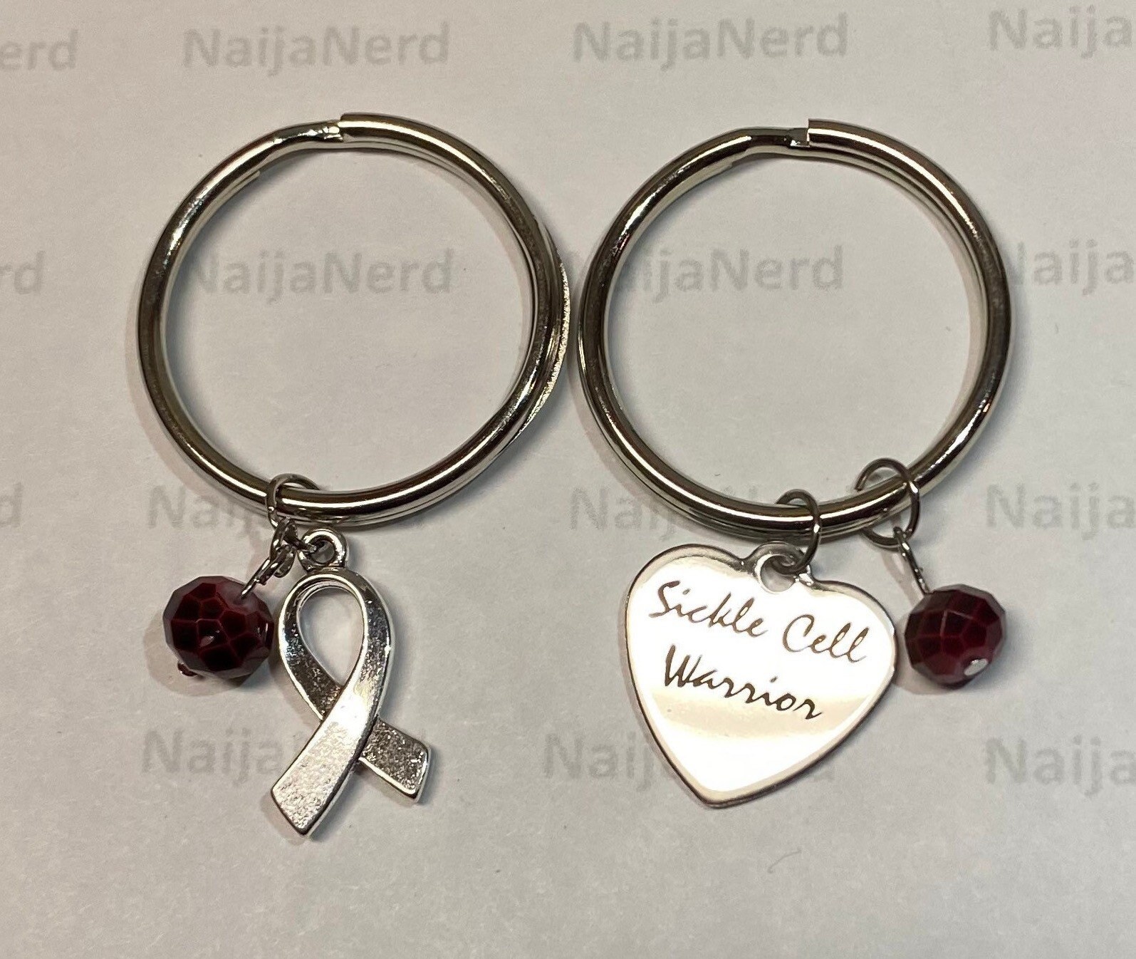 Sickle Cell Awareness Ribbon Warrior Heart Key Chaim Charm With Red ...