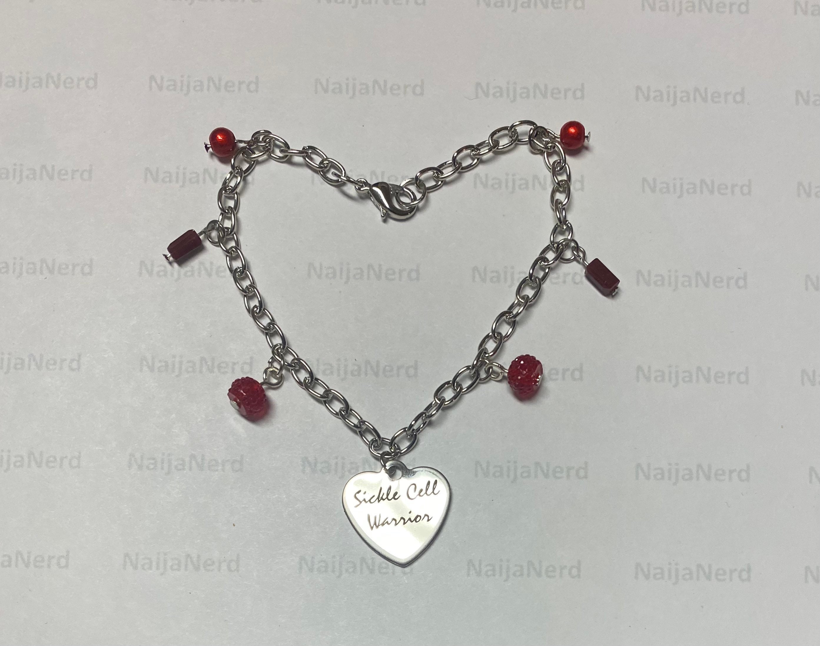 Sickle Cell Awareness Warrior Heart Bracelet Dangle Charm Bracelet With ...